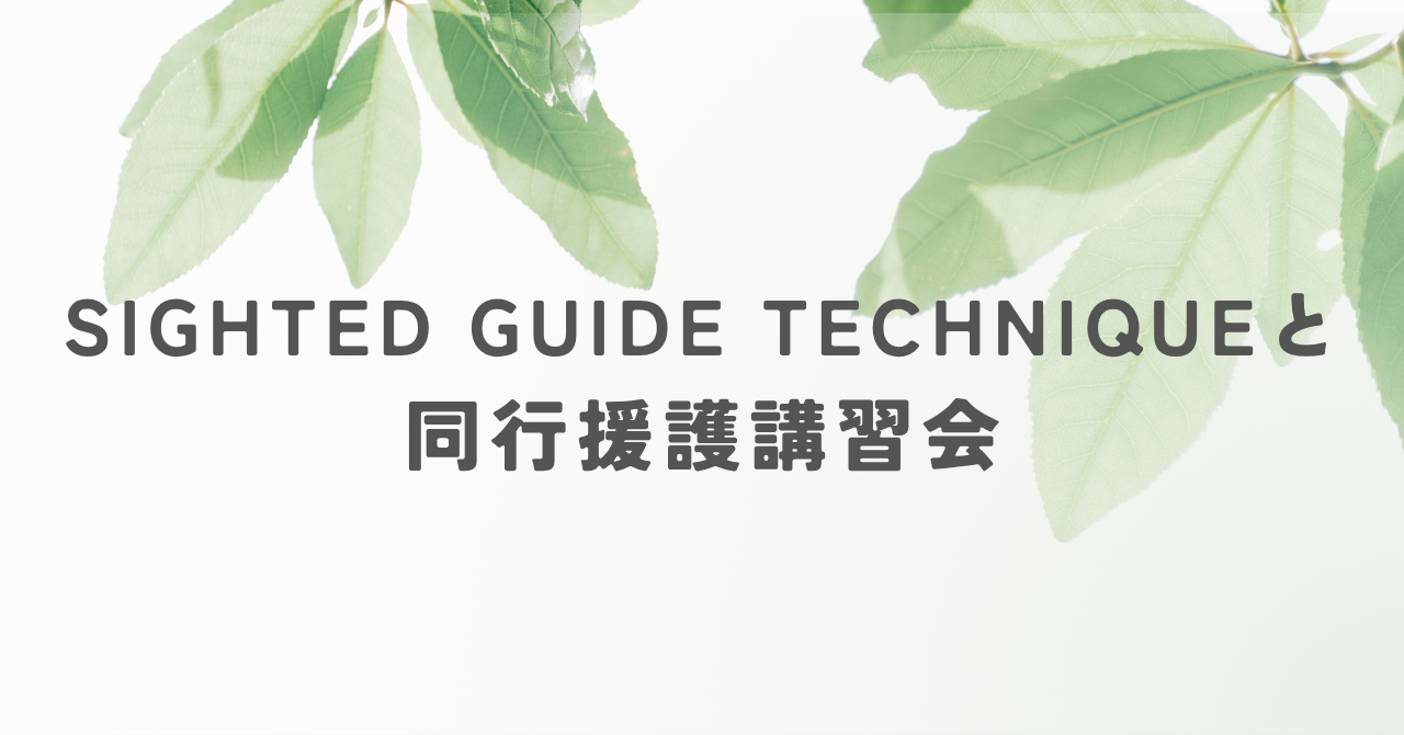 Sighted Guide Technique と同行援護講習会 | ナラティヴ・スクエア